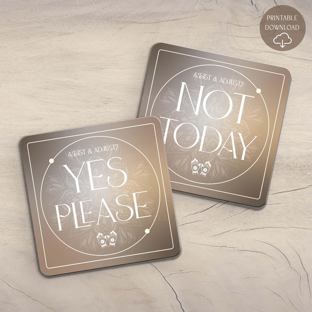 Printable Yoga Consent Cards: Yes/no Assist Cards With Mandalas (JPEG ...