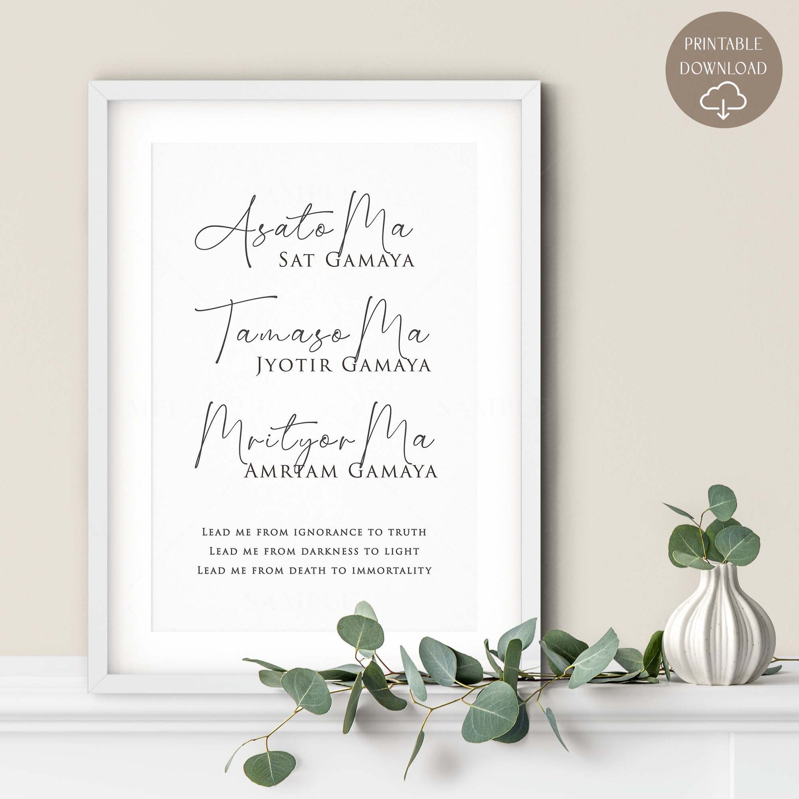 Buy Asato Ma Satgamaya Mantra With English Translation Sanskrit Mantra ...