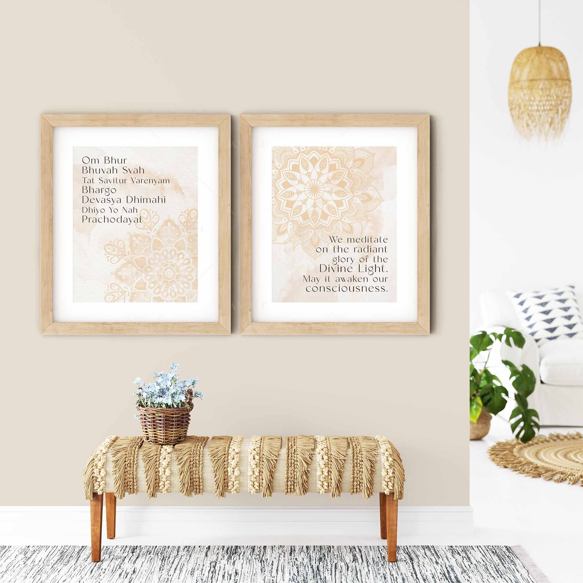 Gayatri Mantra Sanskrit Mantra 2-piece Wall Art Yoga Wall Decoration ...