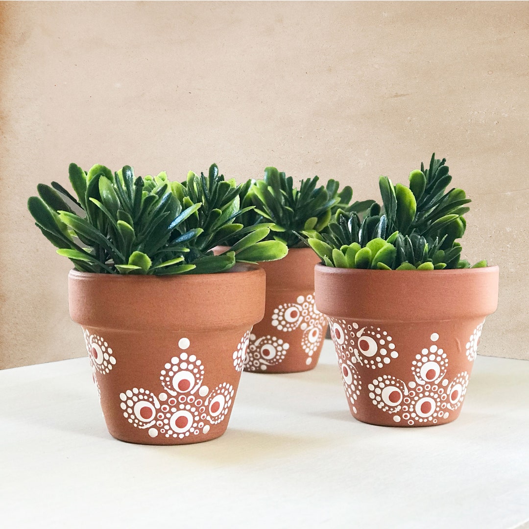 Tiny Plant Pot set of 3 Artful Mandala Meditative Pot Yoga Planter Pots ...