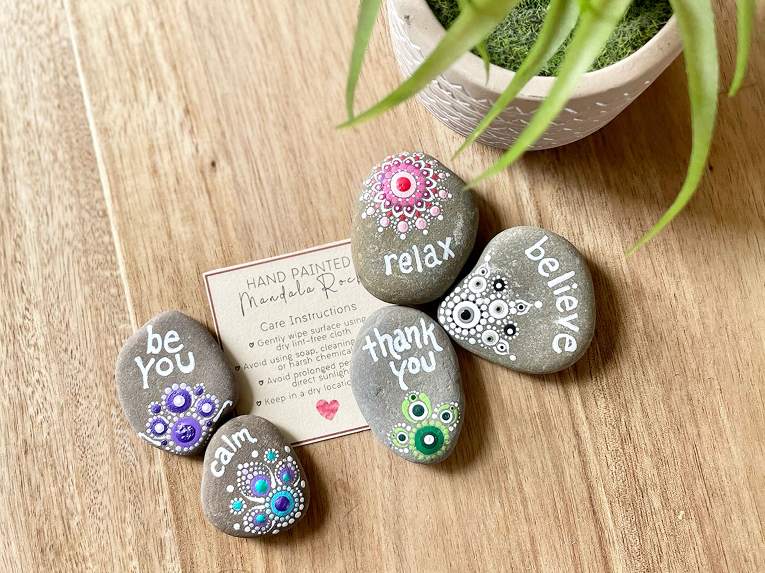 Positive Affirmations Mandala Rocks Meditative Presents Mental Health ...