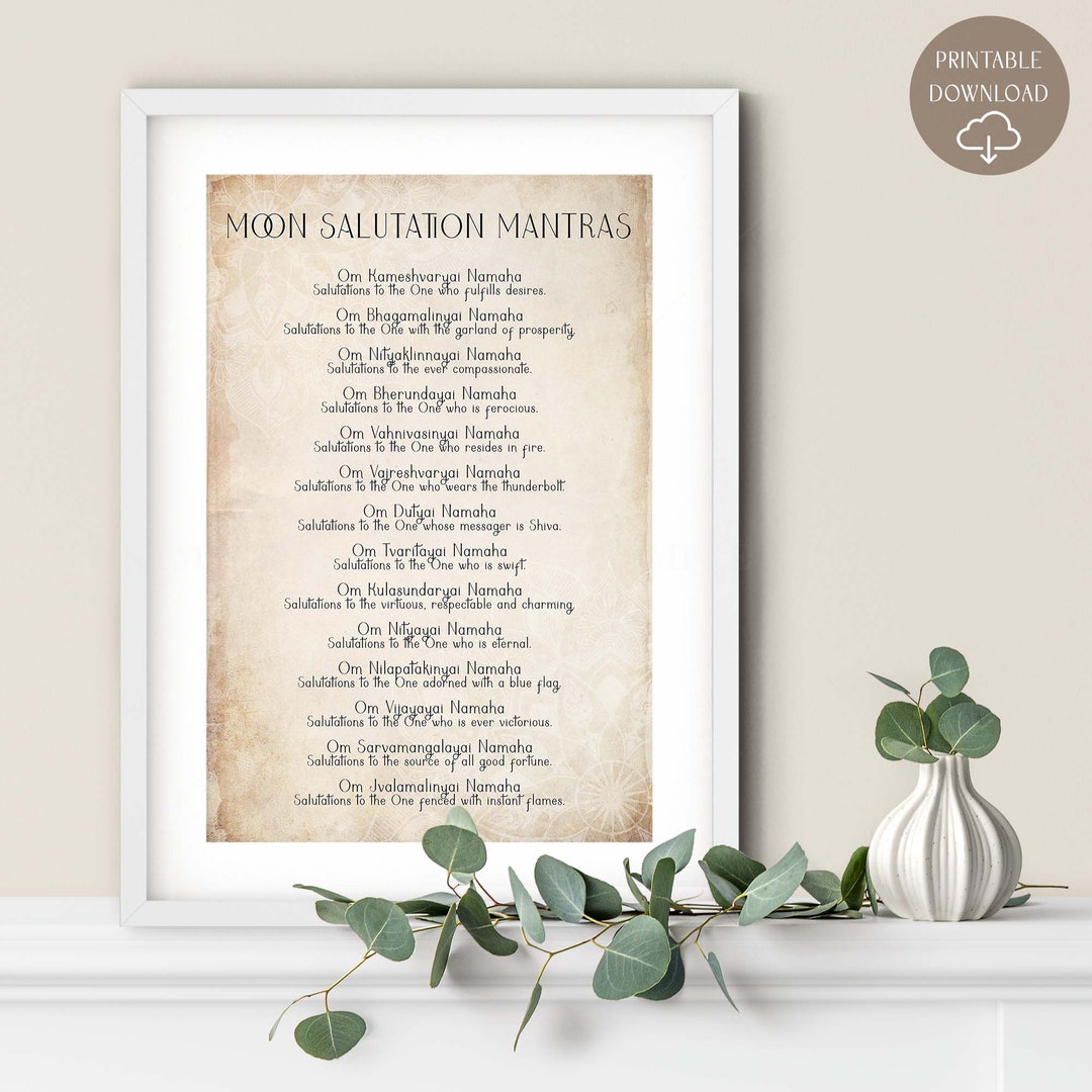 Moon Salutation Mantras Chandra Namaskar Mantras Lunar Yoga Wall ...