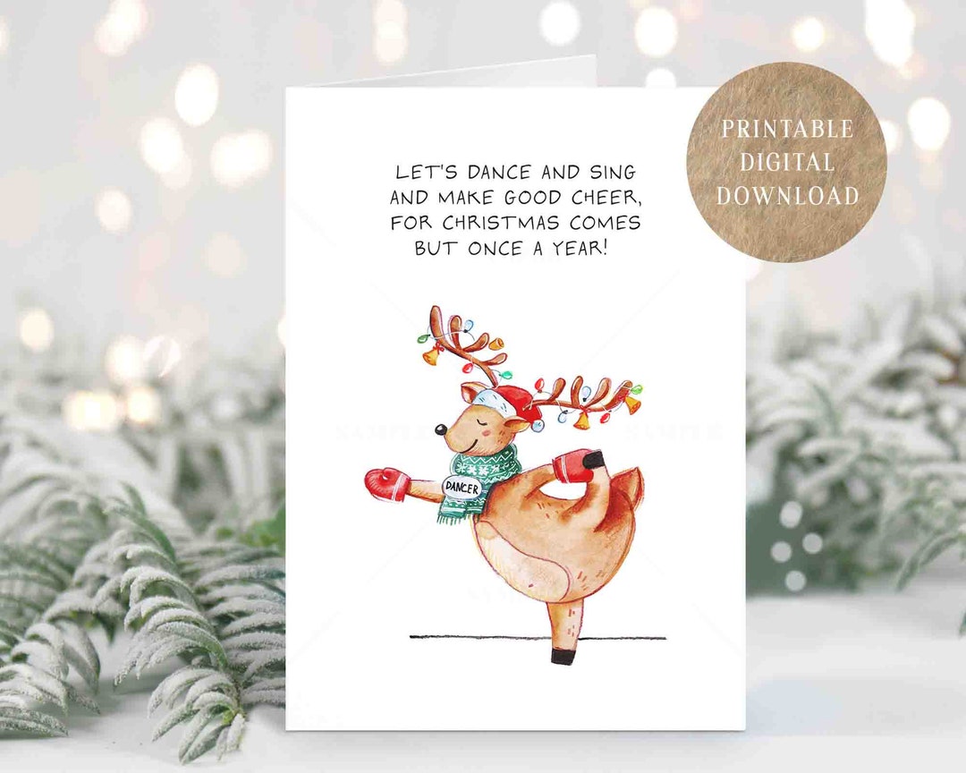 Reindeer Yoga Christmas Card Yoga Holiday Card Yoga - Etsy