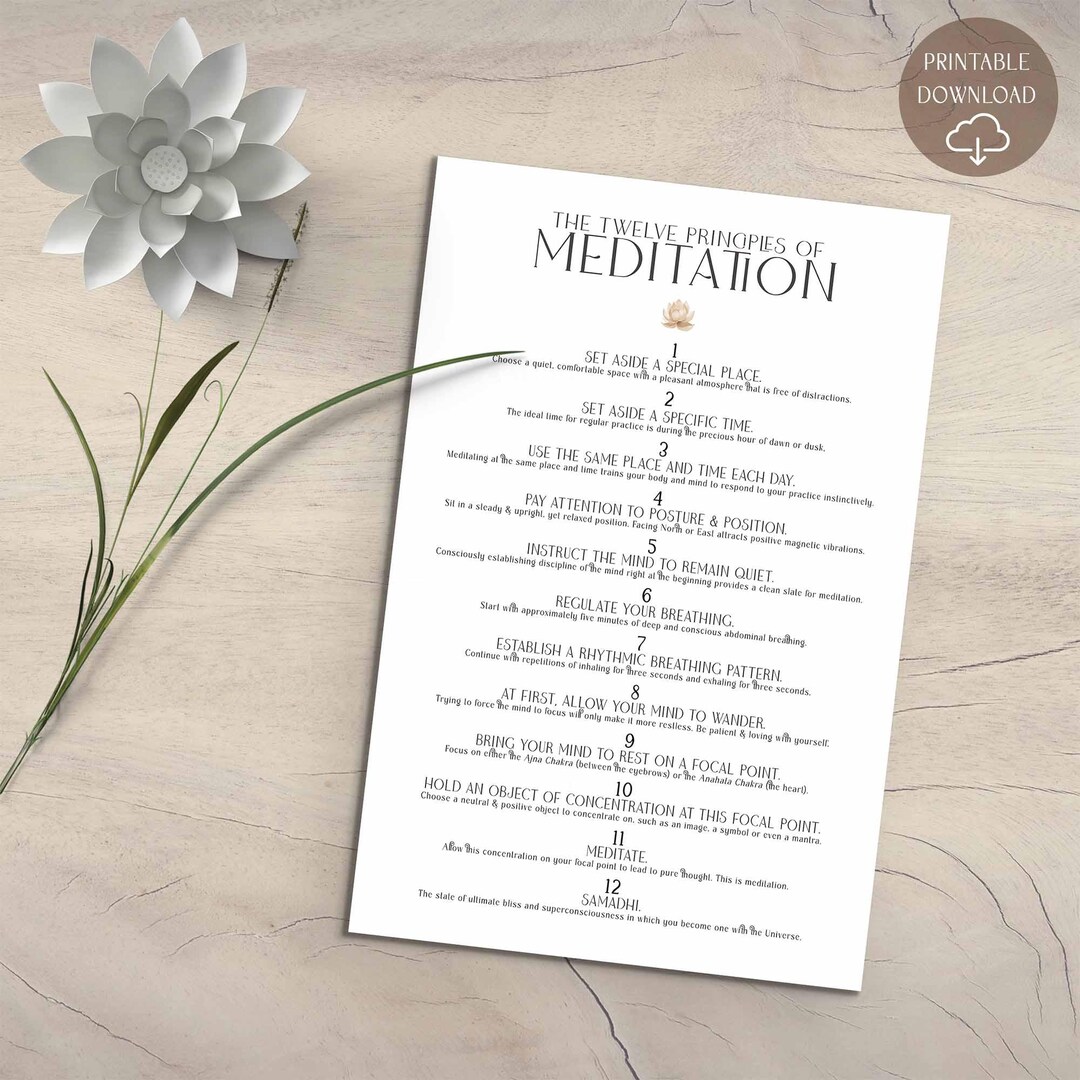 The 12 Principles of Meditation | Yoga Instructions | Meditative Cards ...