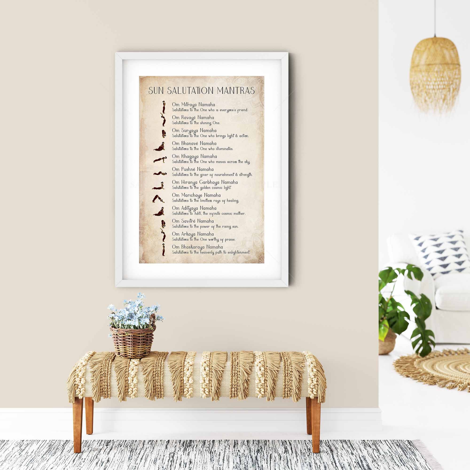 Sun Salutation Mantras Surya Namaskar Mantras Yoga Wall Decoration