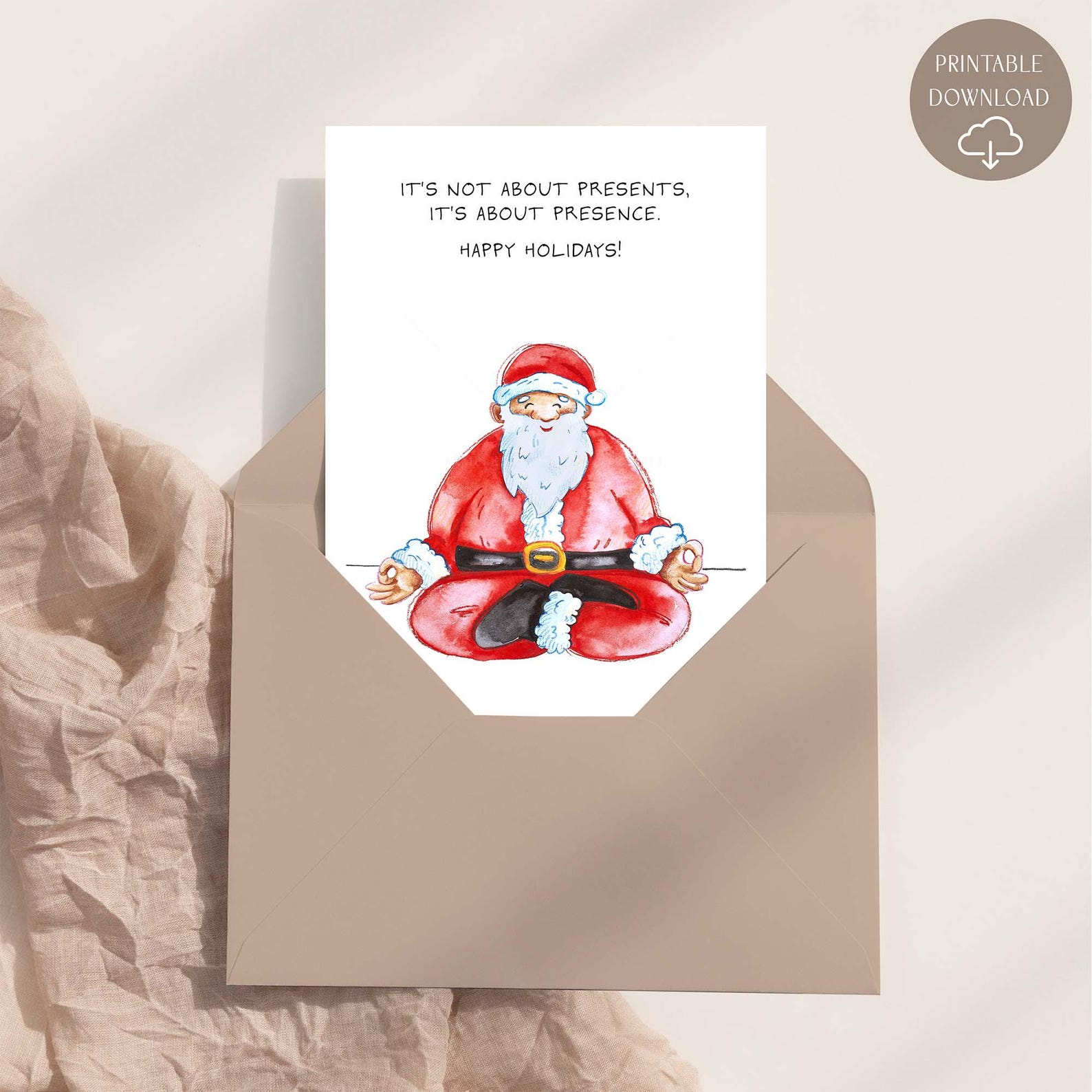 Santa Claus Yoga Christmas Card Yoga Holiday Card Yoga Greeting Card ...