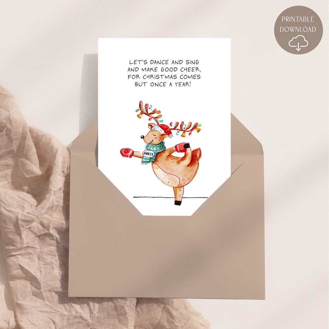 Reindeer Yoga Christmas Card Yoga Holiday Card Yoga Greeting Card Lord ...