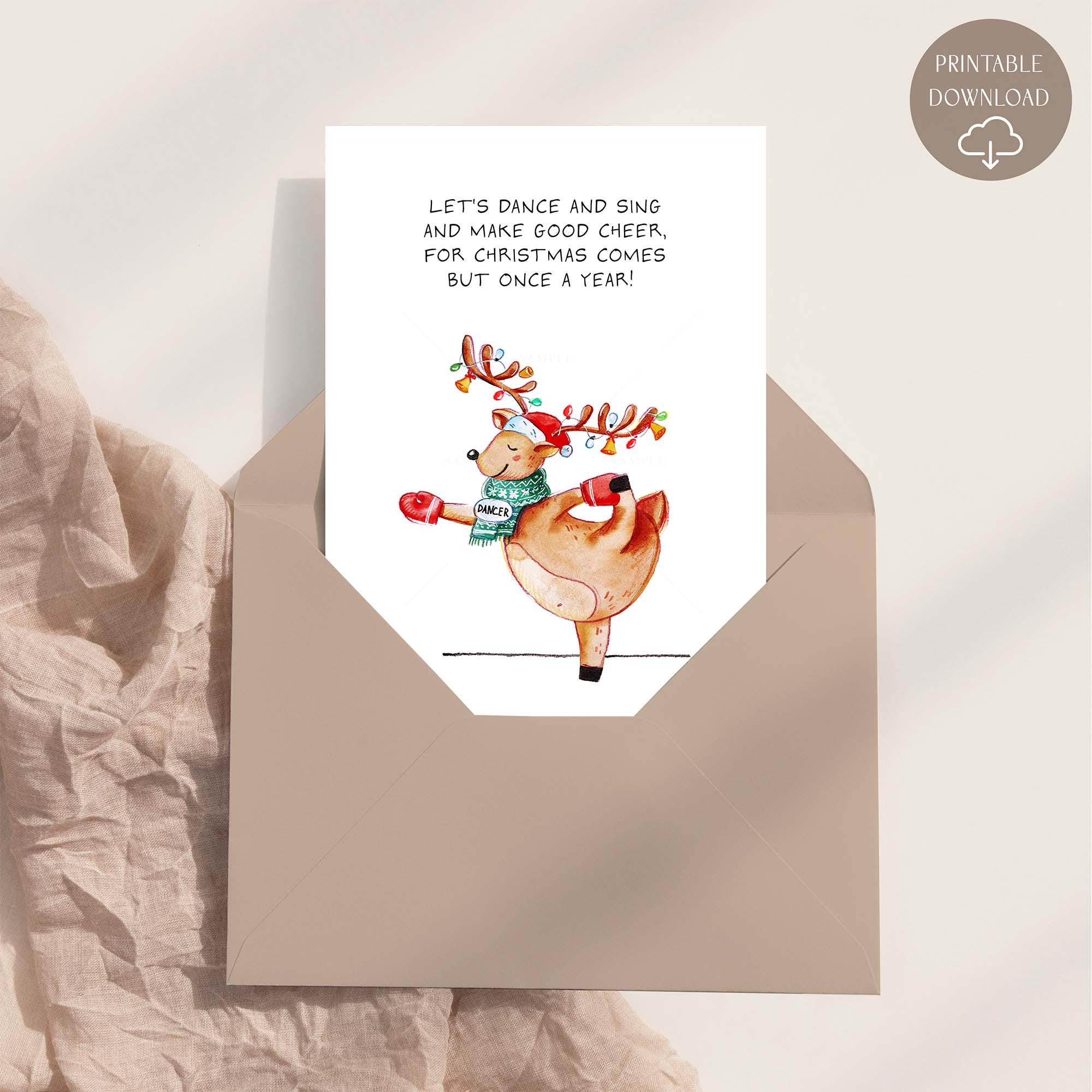 Reindeer Yoga Christmas Card Yoga Holiday Card Yoga Greeting Card Lord ...