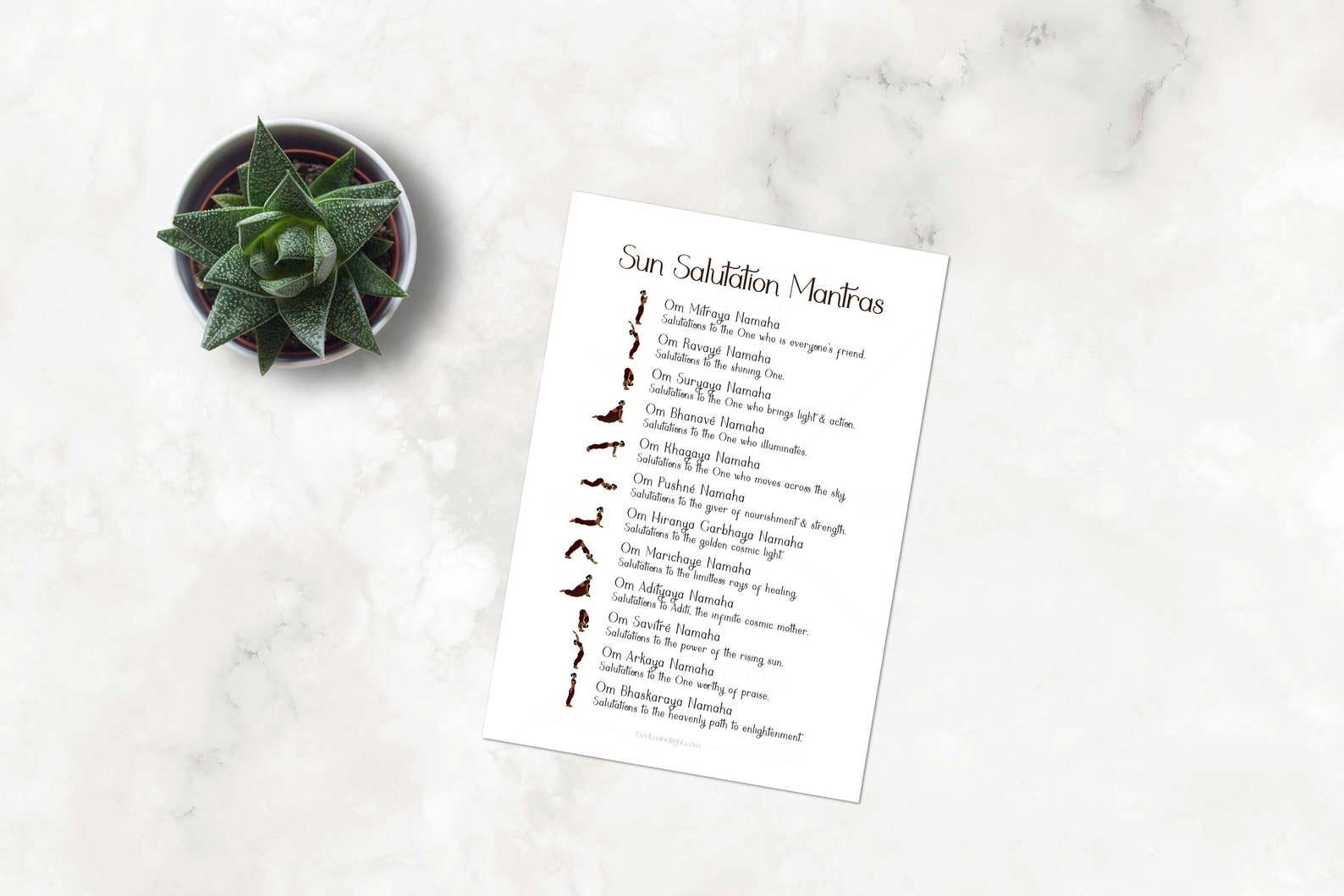 Sun Salutation Mantra Cards: Surya Namaskar Yoga Poses (digital ...