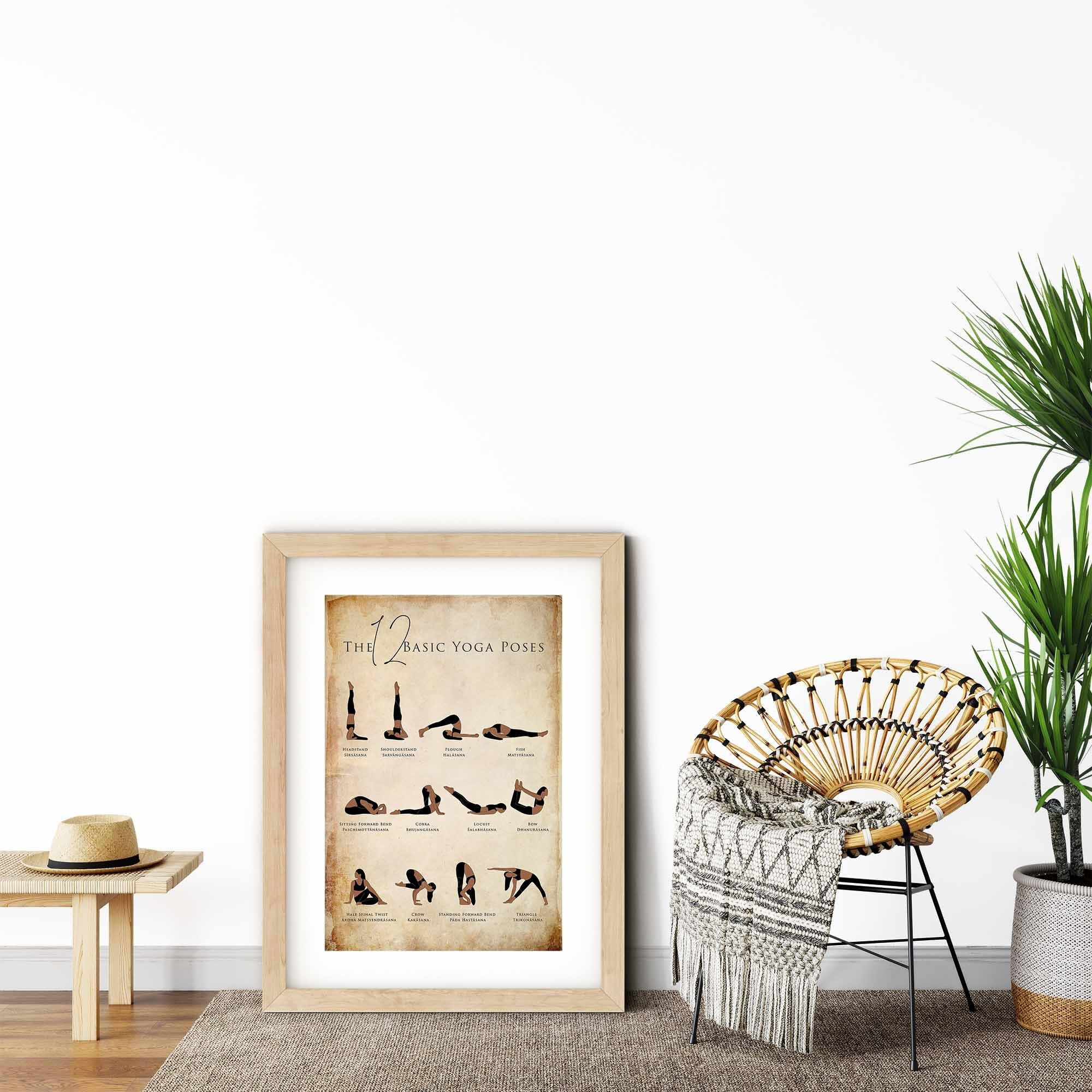 The 12 Basic Yoga Poses in English and Sanskrit Yoga Poster - Etsy México