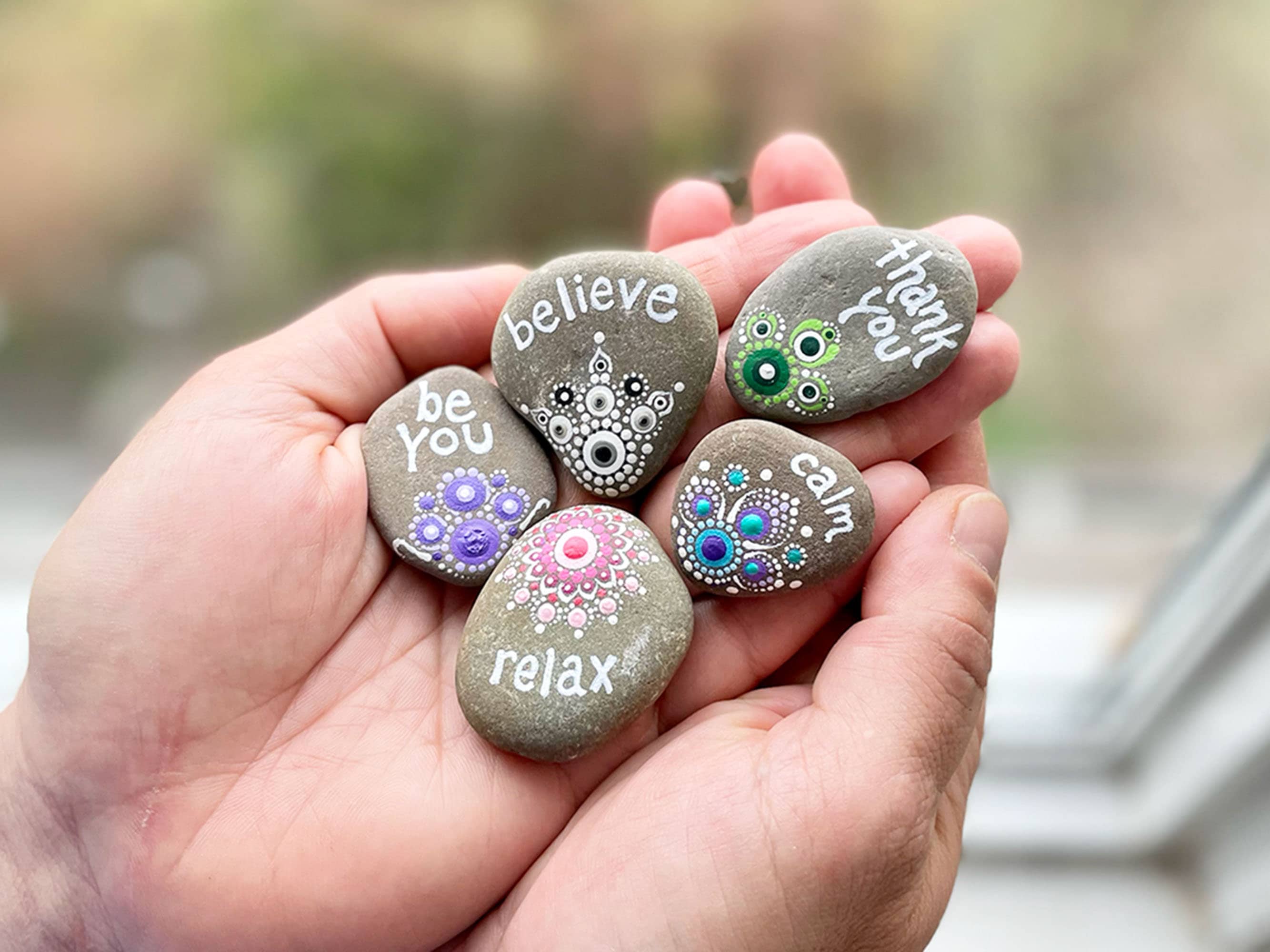 Positive Affirmations Mandala Rocks Meditative Presents Mental Health ...