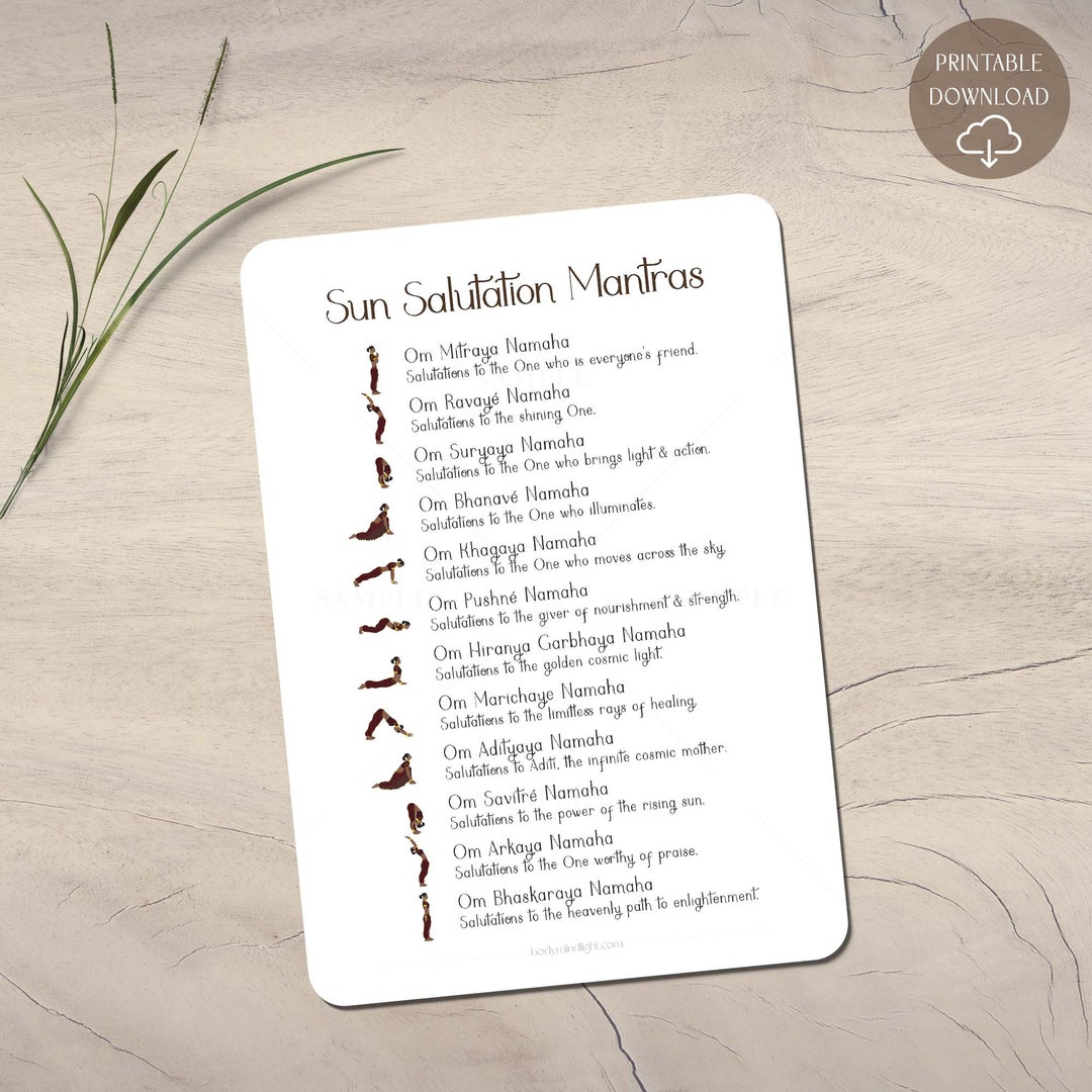 Sun Salutation Mantra Cards: Surya Namaskar Yoga Poses (digital ...