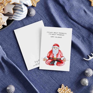 Santa Claus Yoga Christmas Card Yoga Holiday Card Yoga Greeting Card ...