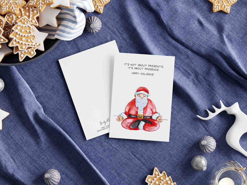 Santa Claus Yoga Christmas Card Yoga Holiday Card Yoga Greeting Card ...