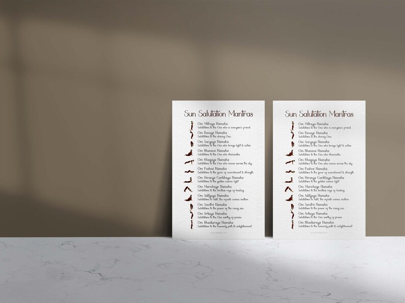 Sun Salutation Mantra Cards With Illustrations: Surya Namaskar Yoga ...