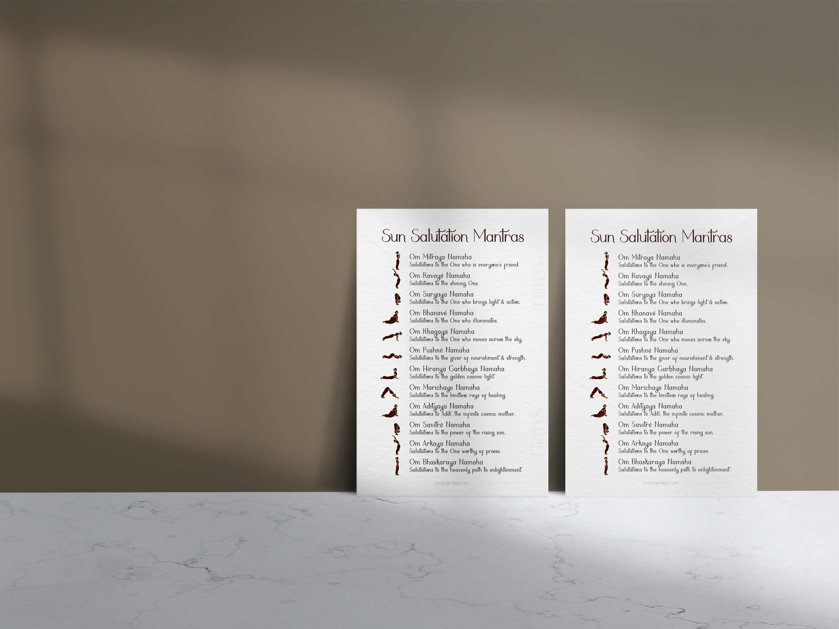 Sun Salutation Mantra Cards: Surya Namaskar Yoga Poses (digital ...