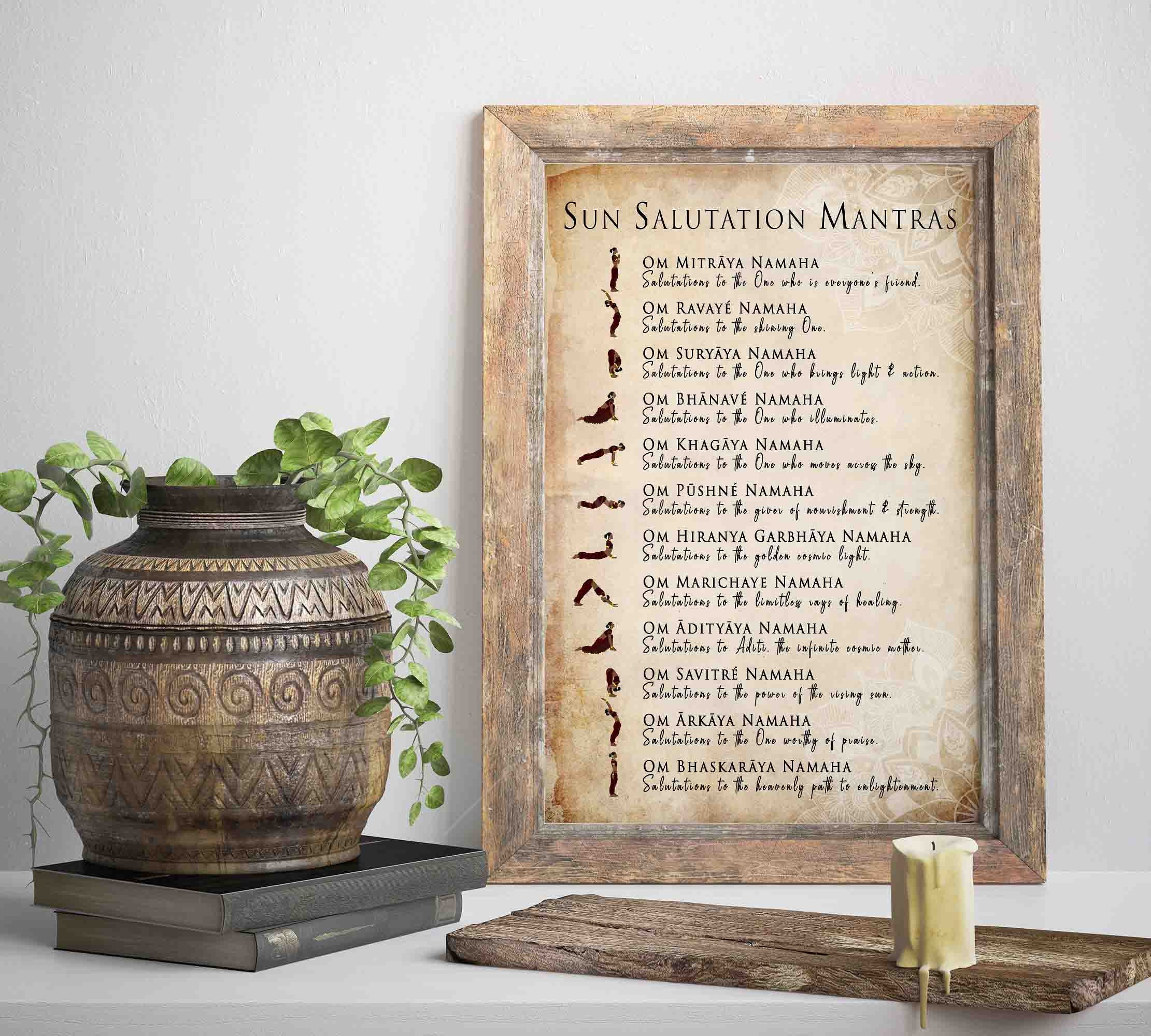 Sun Salutation Mantras Surya Namaskar Mantras Yoga Wall - Etsy