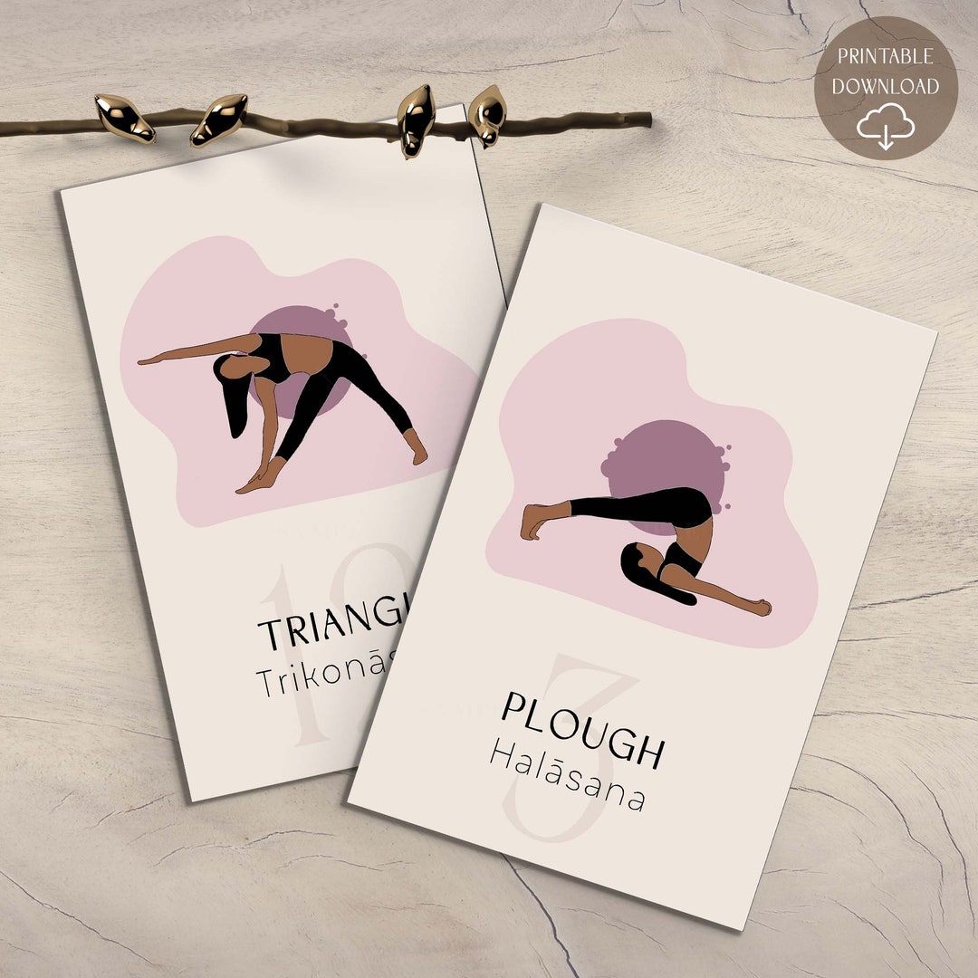 Yoga Flashcards of the 12 Basic Yoga Poses English & Sanskrit Yoga ...