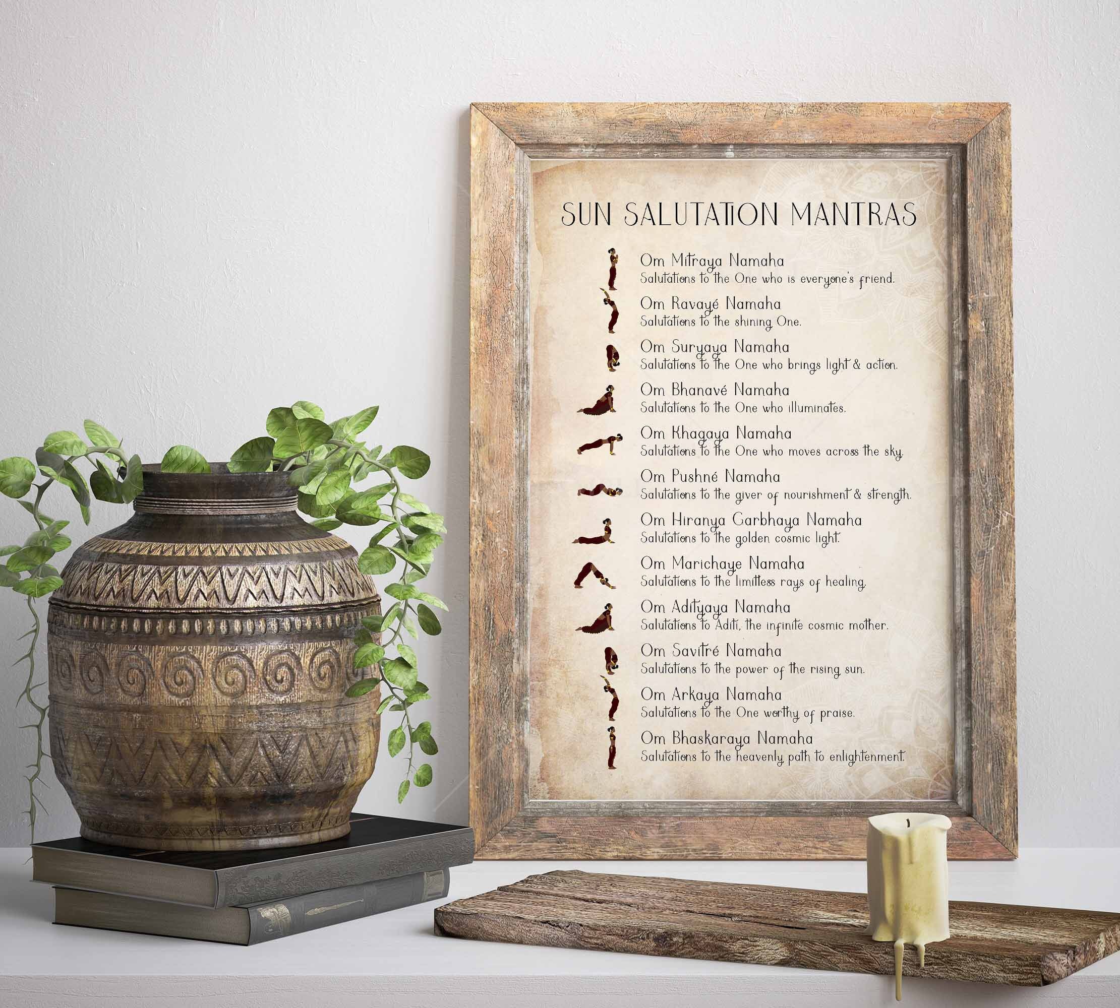 Sun Salutation Mantras Surya Namaskar Mantras Yoga Wall Decoration