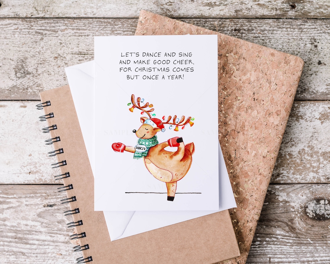 Reindeer Yoga Christmas Card Yoga Holiday Card Yoga Greeting Card Lord ...