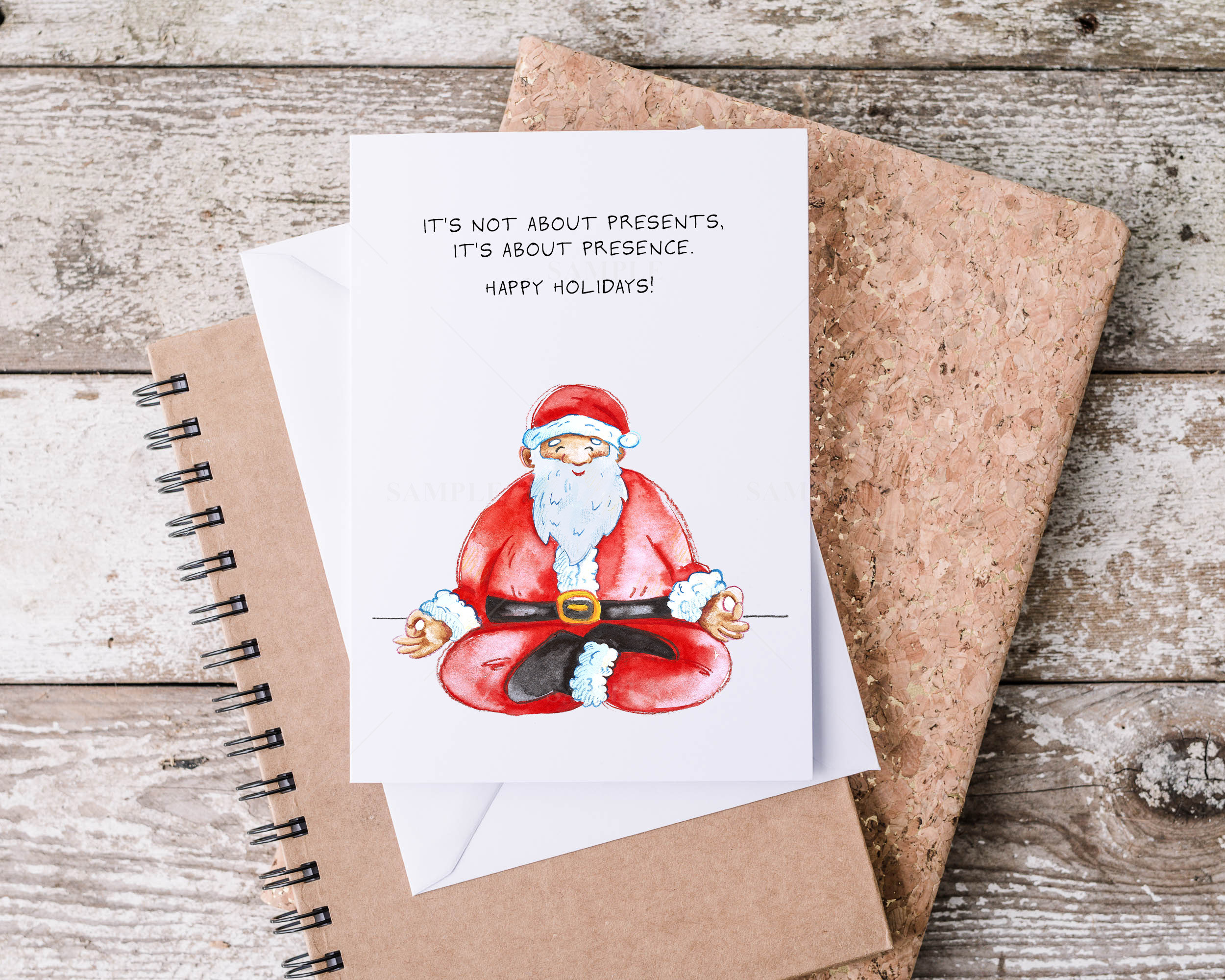 Santa Claus Yoga Christmas Card Yoga Holiday Card Yoga Greeting Card ...