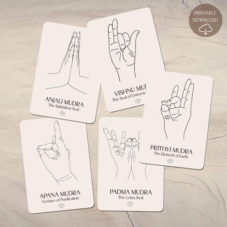20 Yoga Mudras Flashcards | Healing Hand Gestures | Meditation Yoga Presents | Yoga Card Deck ...