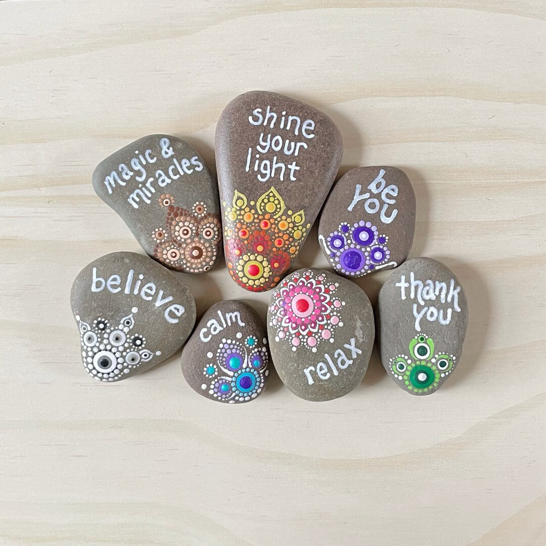 Positive Affirmations Mandala Rocks | Meditative Presents | Mental ...