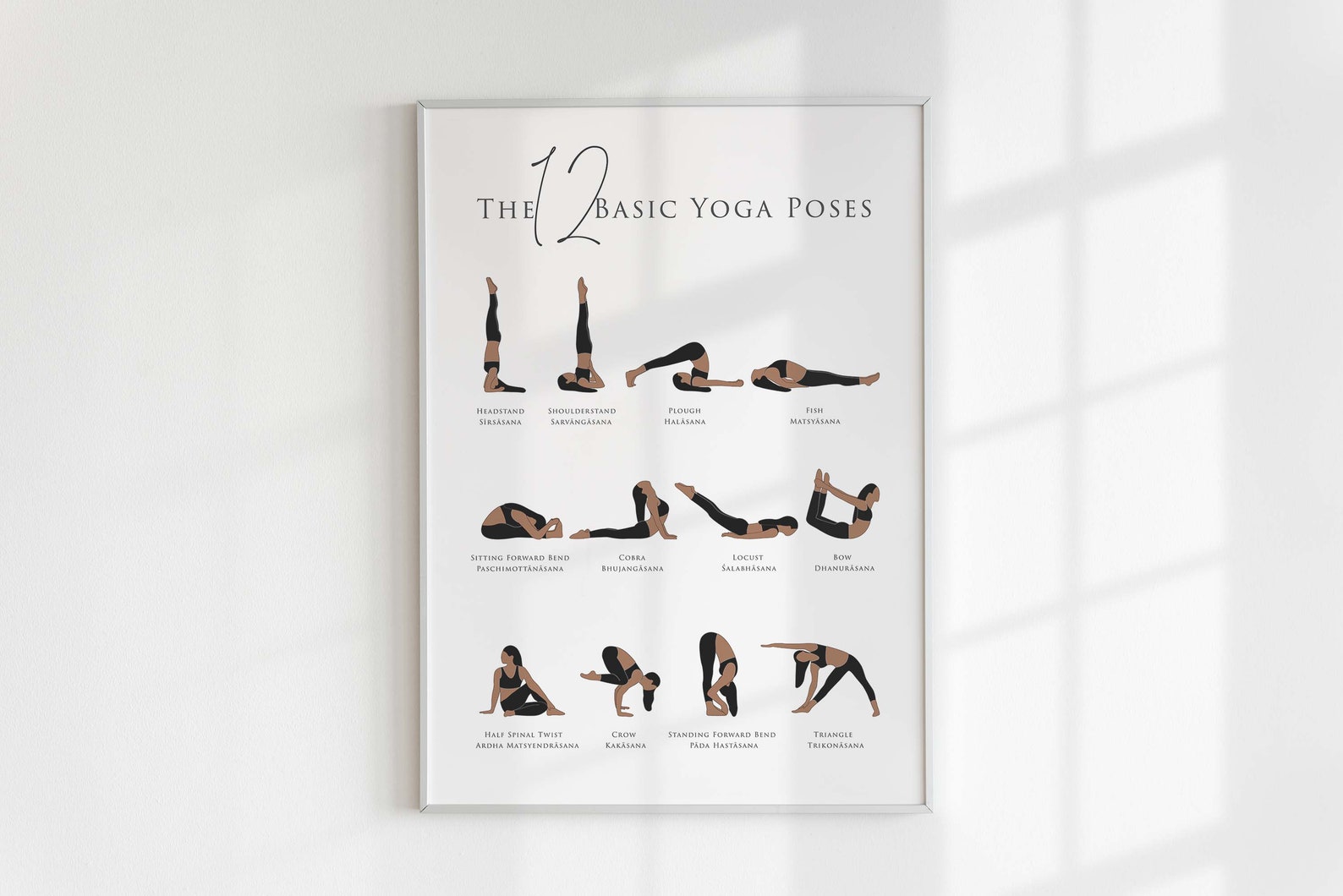 The 12 Basic Yoga Poses in English & Sanskrit With Illustrations | Yoga ...