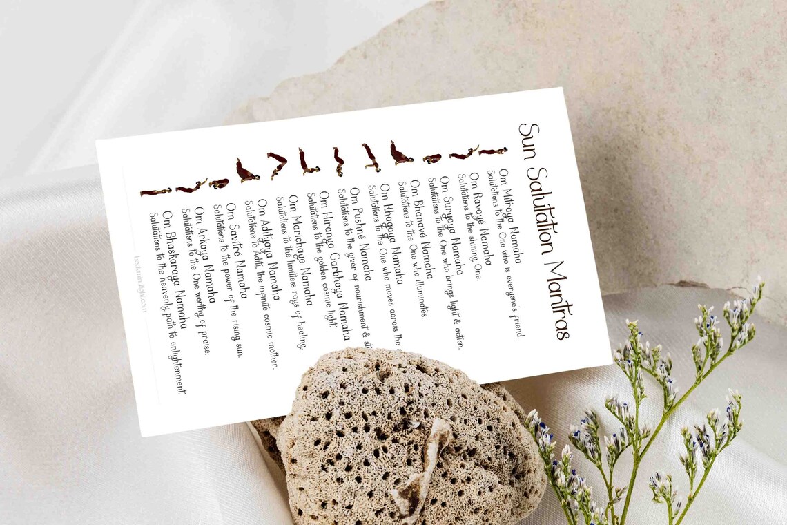 Sun Salutation Mantra Cards: Surya Namaskar Yoga Poses (digital ...