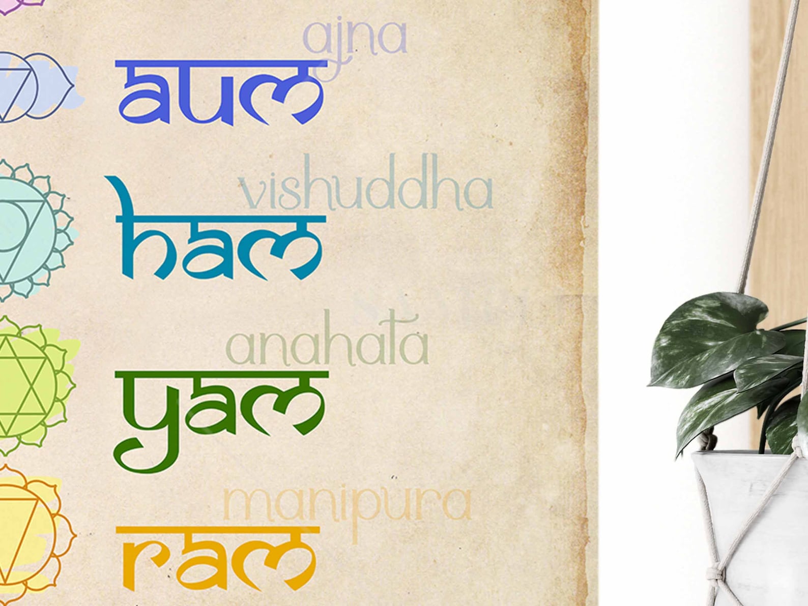 Seven Chakras With Bija Mantras | Chakra Poster | Yoga Wall Decoration ...