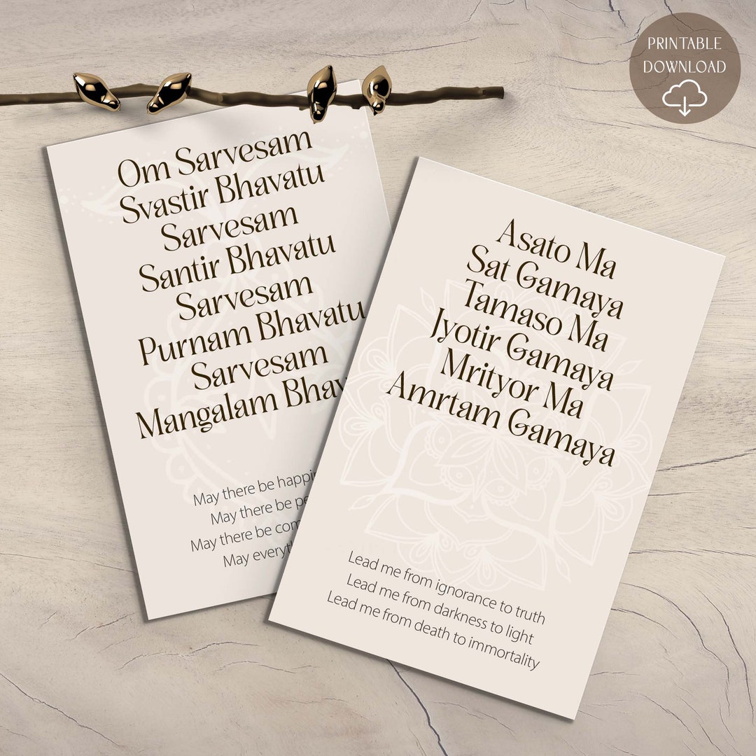 8 Sanskrit Mantra Cards With English Translation: Digital Download - Etsy