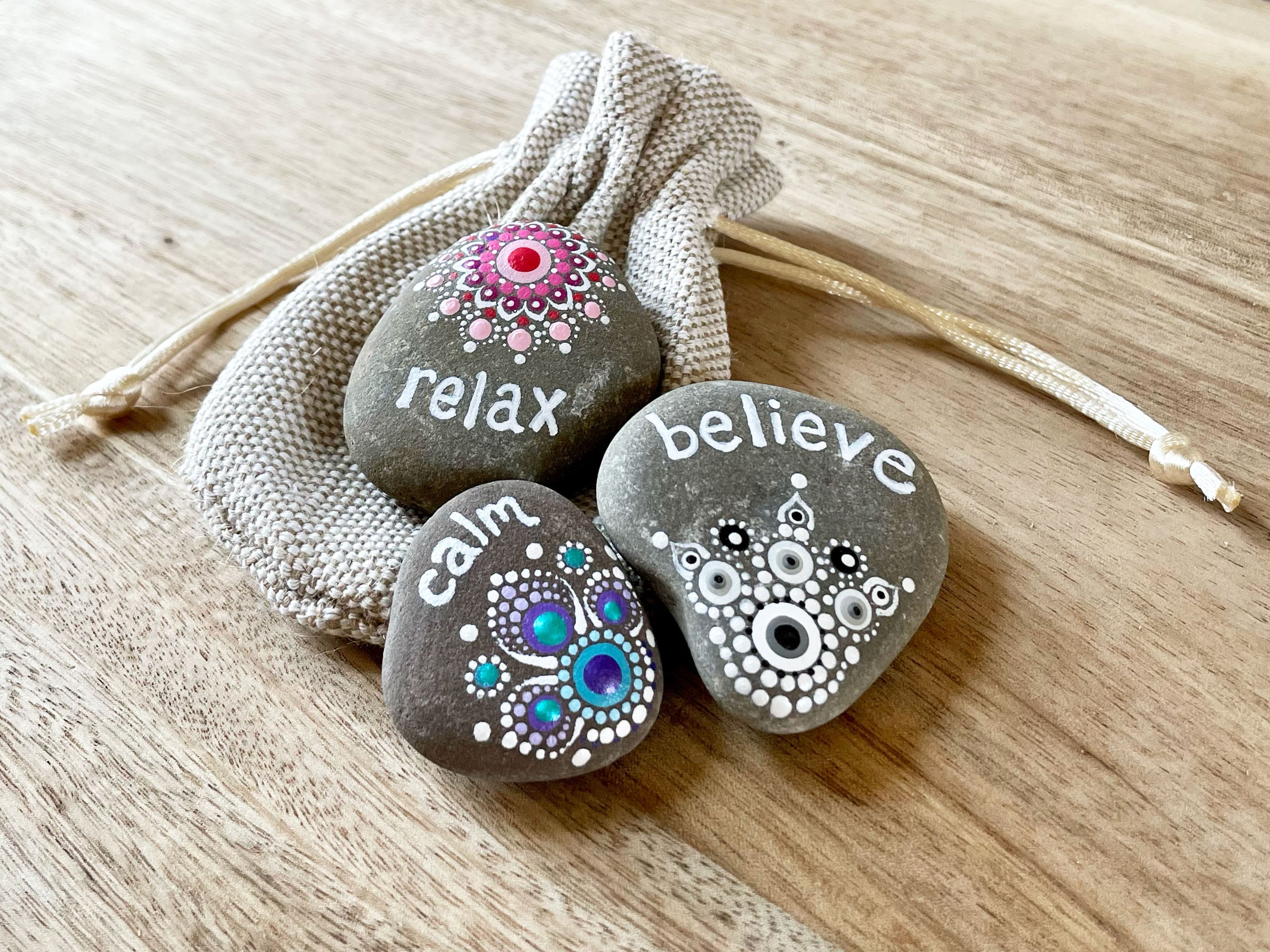 Positive Affirmations Mandala Rocks Meditative Presents Mental Health ...
