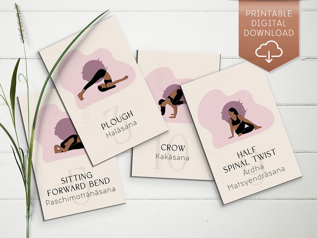 Yoga Flashcards of the 12 Basic Yoga Poses English & Sanskrit - Etsy