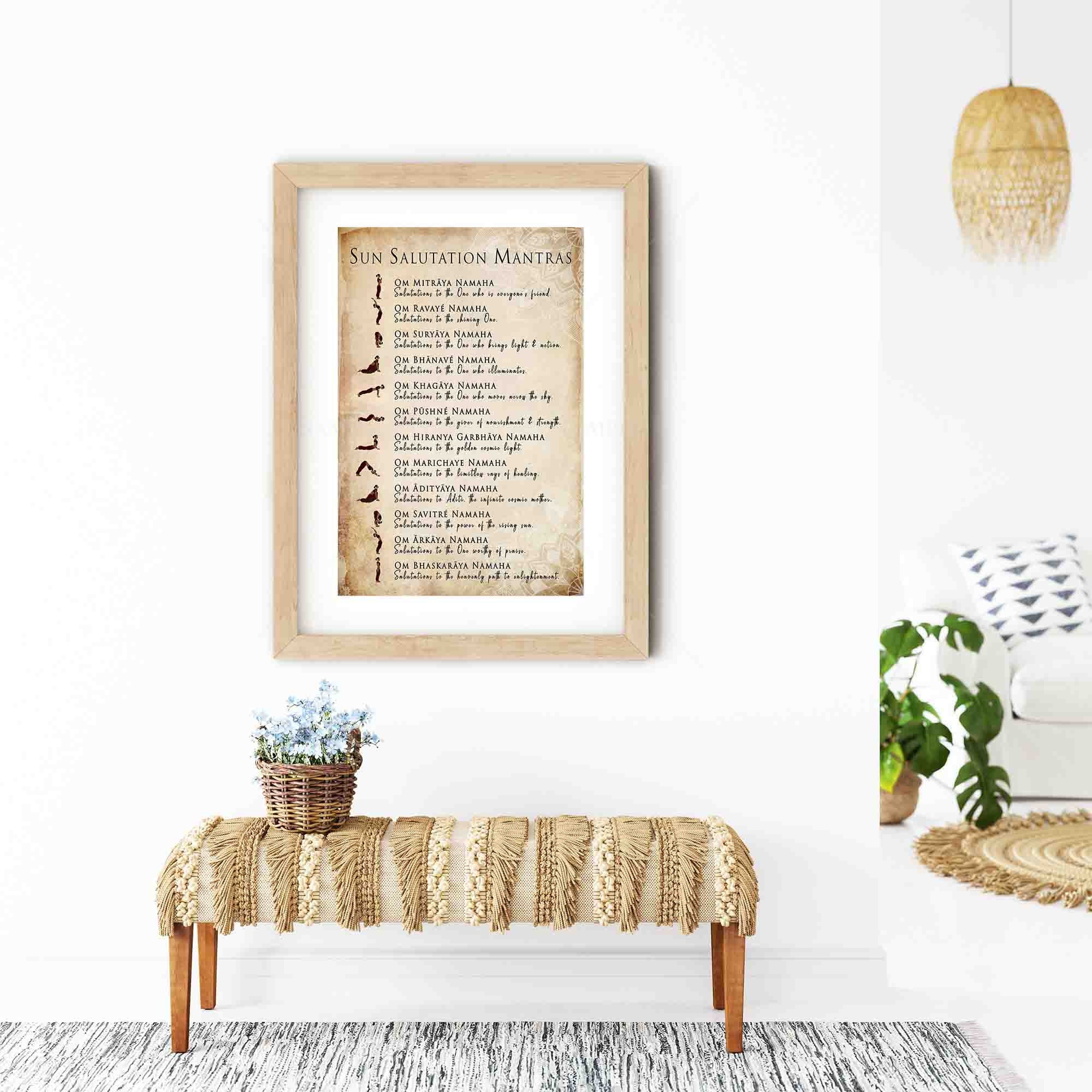 Sun Salutation Mantras Surya Namaskar Mantras Yoga Wall - Etsy