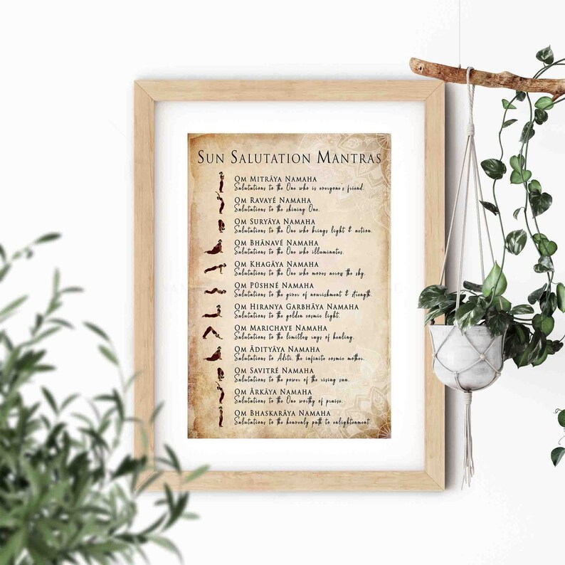Sun Salutation Mantras Surya Namaskar Mantras Yoga Wall - Etsy