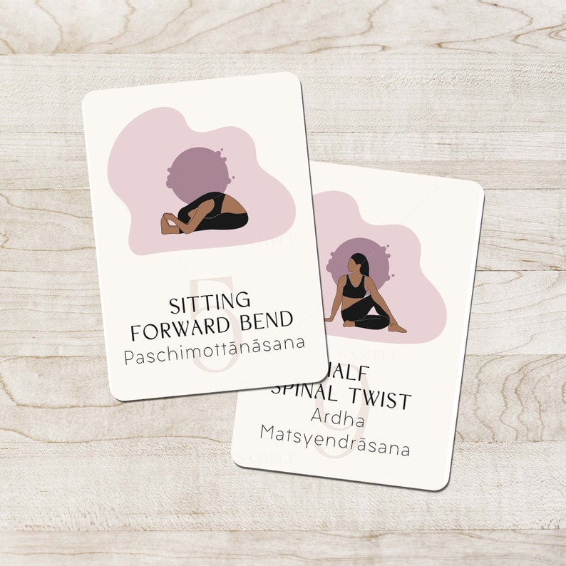 Yoga Flashcards of the 12 Basic Yoga Poses English & Sanskrit | Yoga ...