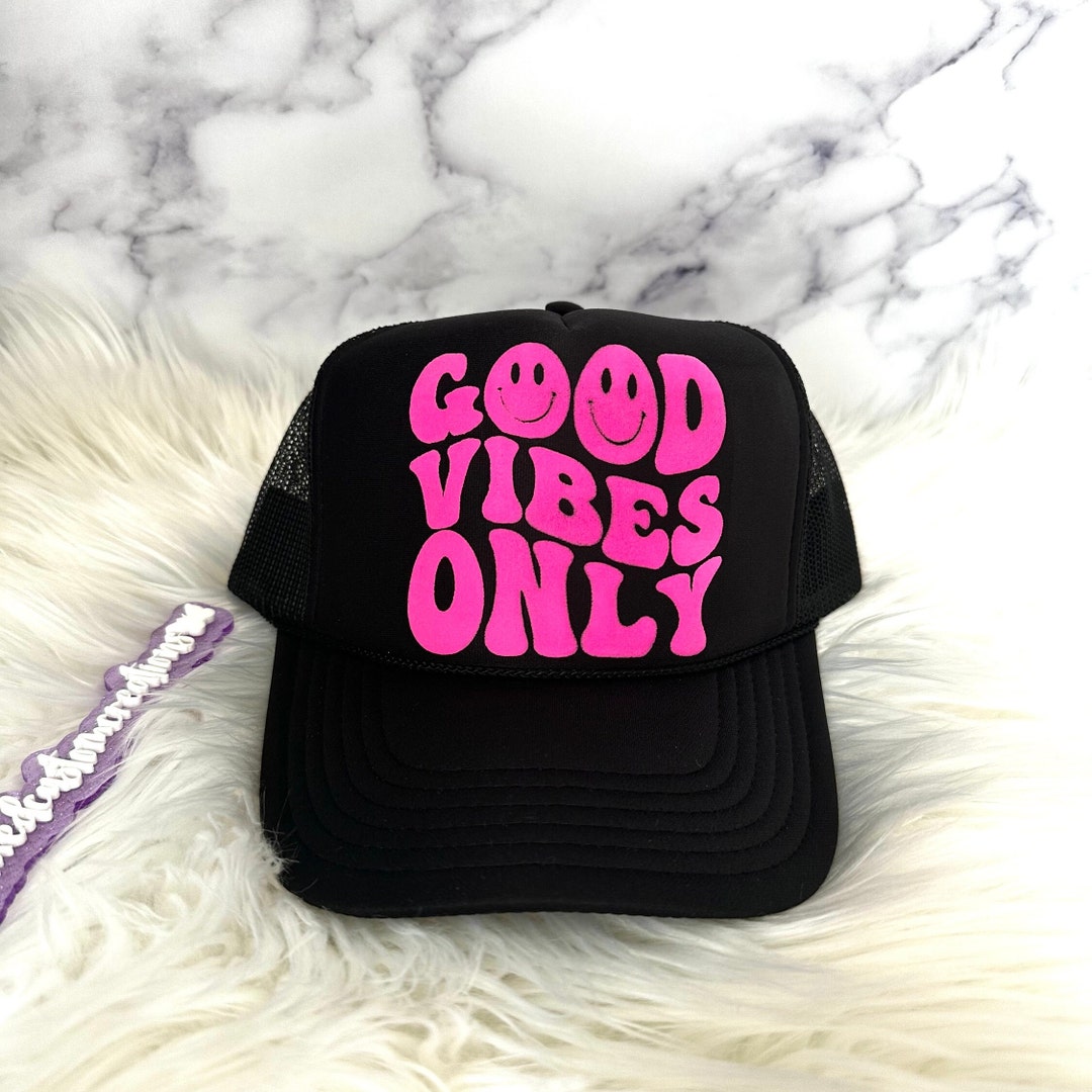 Good Vibes Only Smiley Faces Happy Summer Hat Trucker Hats Summer Neon ...