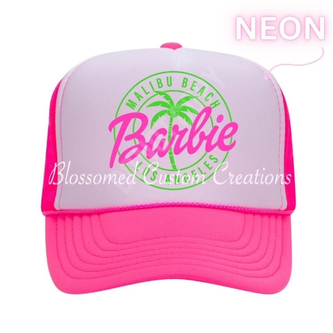 Malibu Beach Trucker Hats Summer Neon Pink Neon Green - Etsy