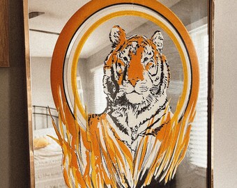 Antique Tiger Wood Picture Frame | Etsy