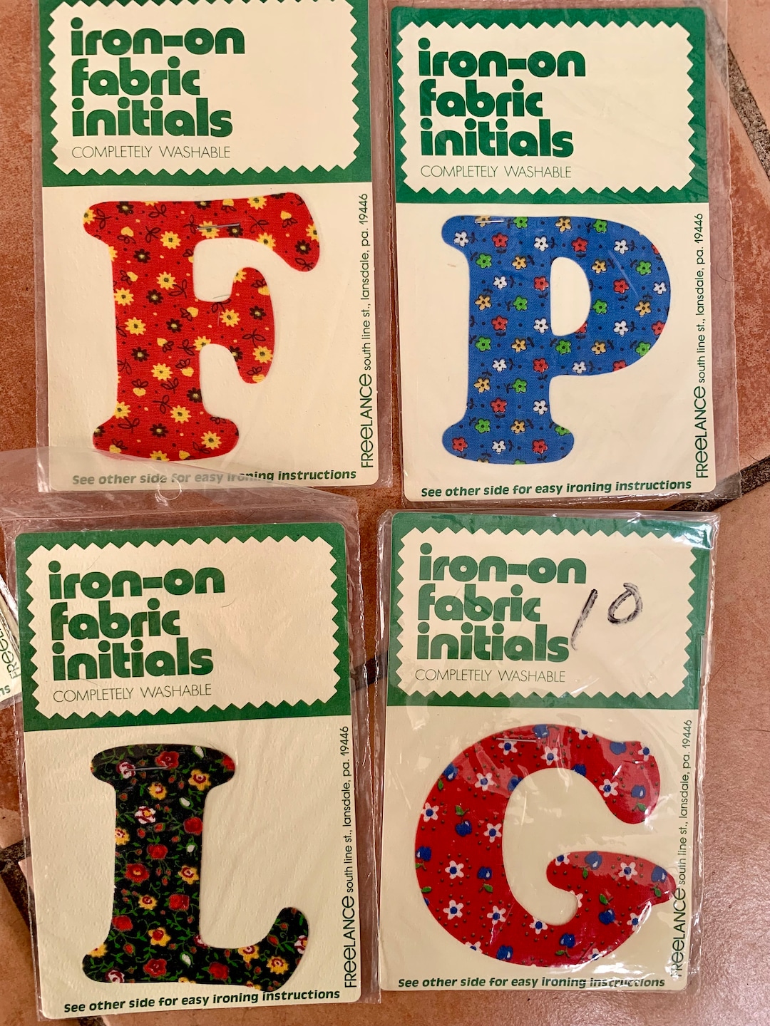 Vintage Iron-on Fabric Initials Letters - Floral, Washable, Pre-shrunk ...