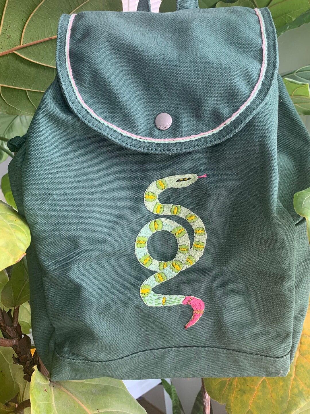 Hand Embroidered Snake Backpack - Etsy