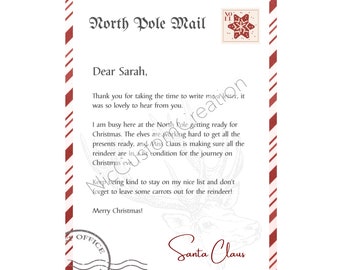 Response Letter From Santa - Etsy
