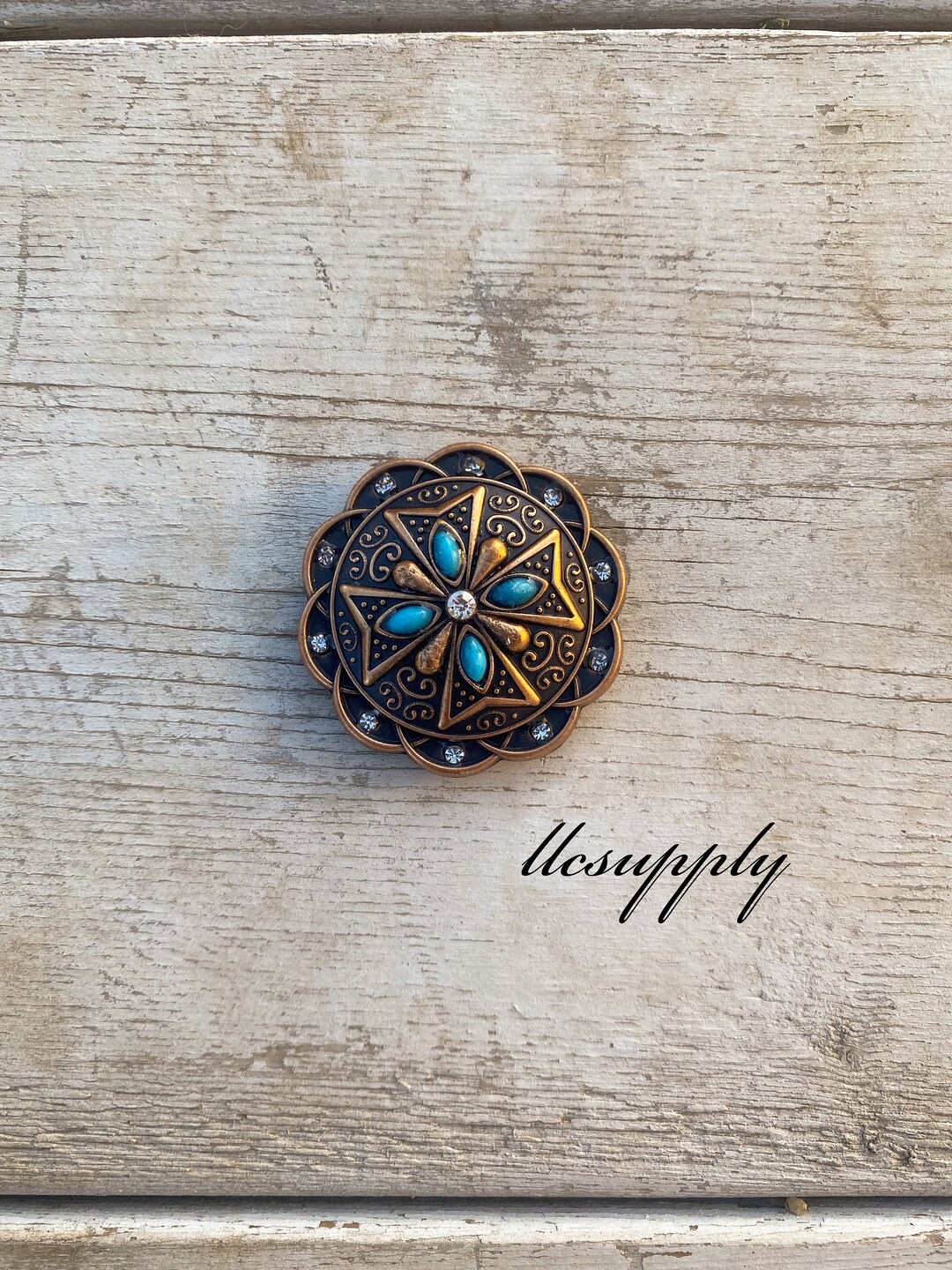 Turquoise & Copper Bling Concho, Western Concho, Tack Making Concho ...