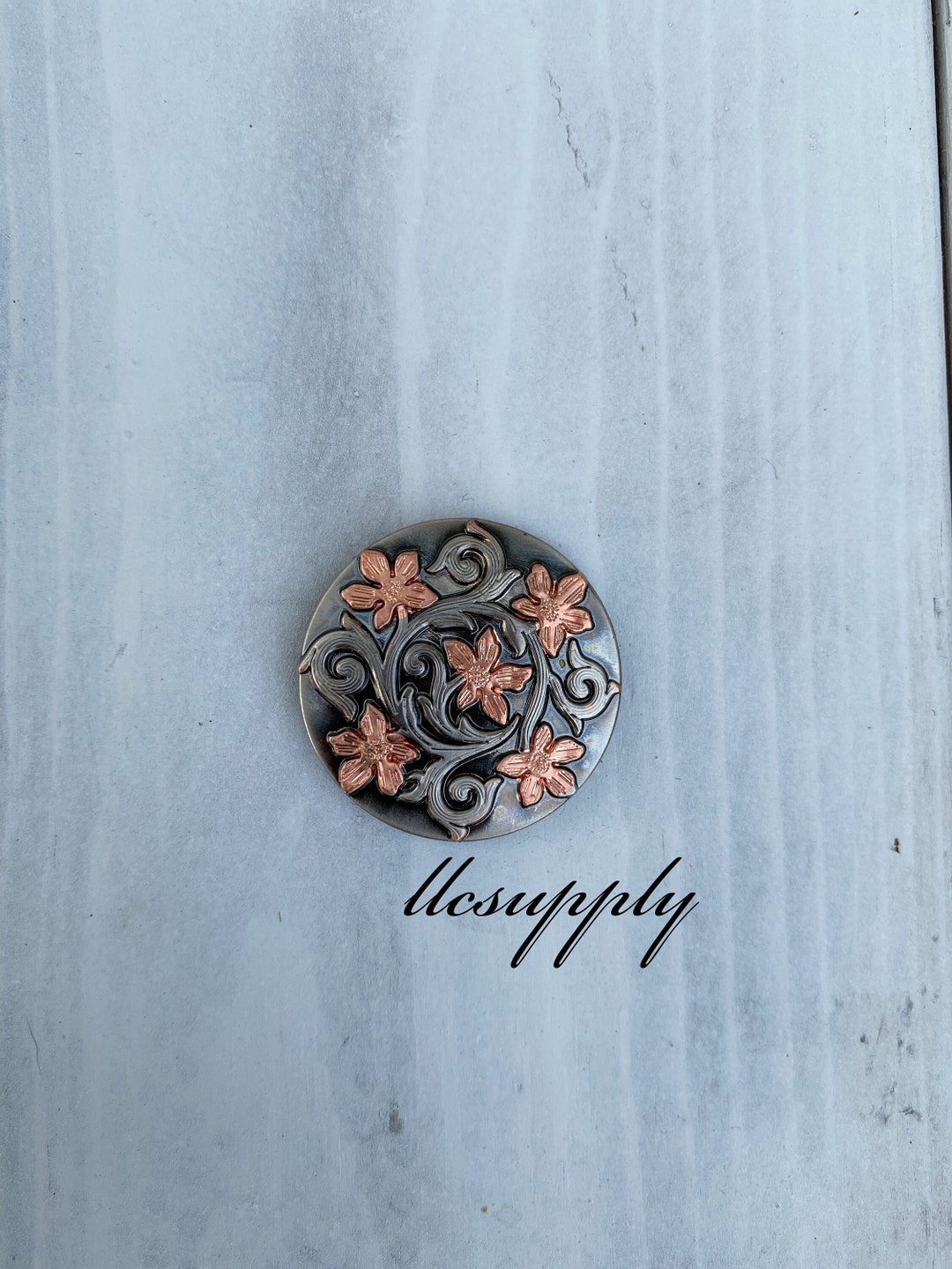 Floral Concho, Rose Gold & Silver Concho, Replacement Concho, Western ...