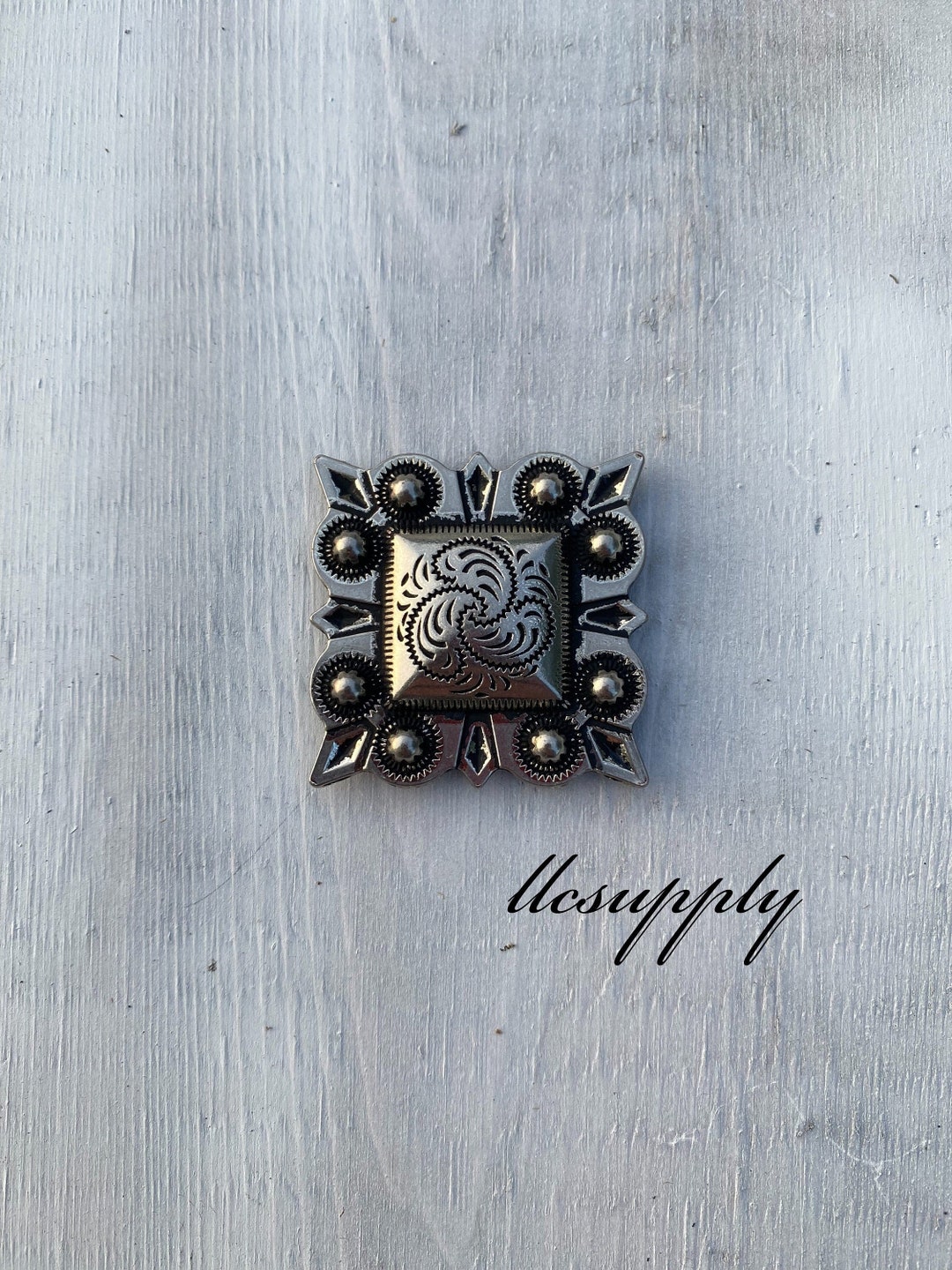 Antiqued Silver Square Concho, Tack Making Concho, Leather Crafting ...