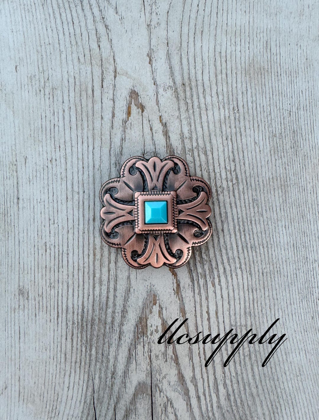 Turquoise & Blue Flower Concho, Western Conchos, Tack Making Hardware ...