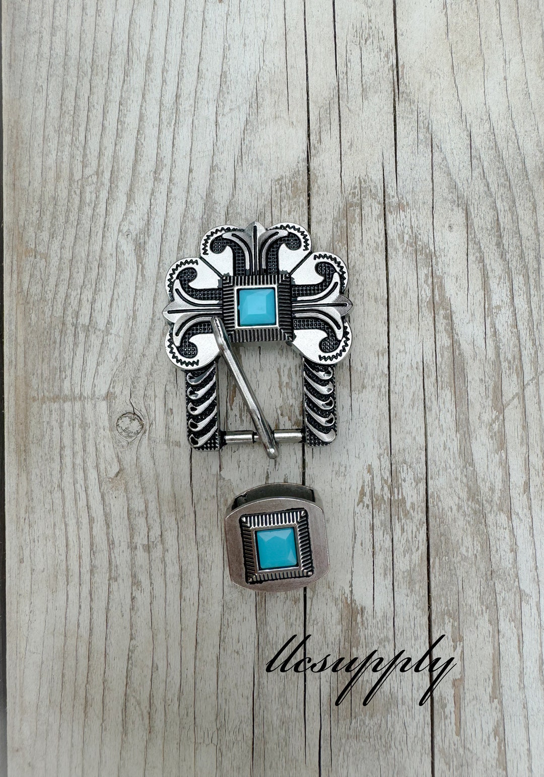 Antique Silver & Blue Buckle W Keeper, 3/4" Buckle, Leather Crafting ...