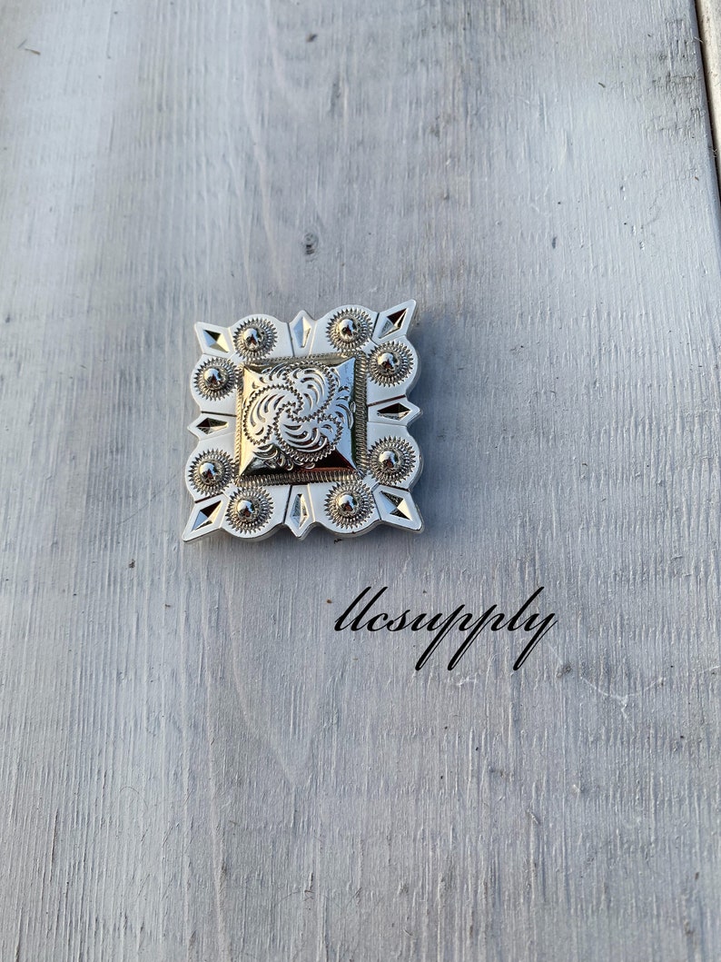 Bright Silver Square Berry Concho, Leather Crafting Concho, Leather ...