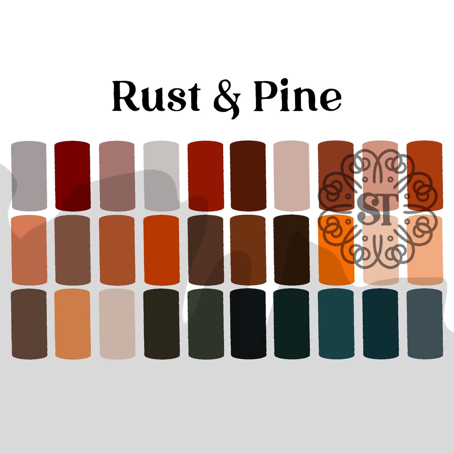 Rust & Pine Autumn Color Palette for Procreate - Etsy