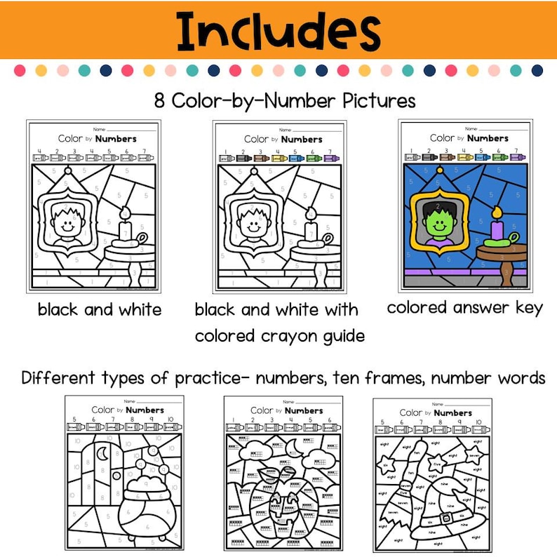 Halloween Color by Number Printable, Color by Code Numbers 1-10 ...
